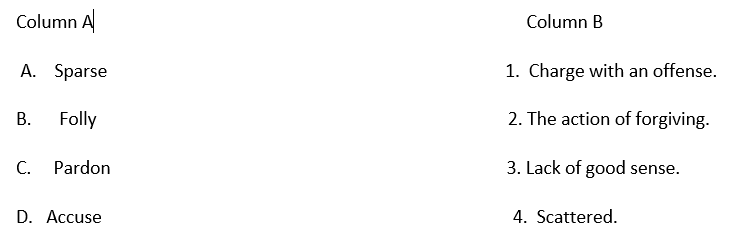 Answer-Match the following synonyms in column A with their meaning in ...